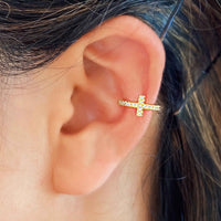 Cross Ear Cuff 18K Gold Plated Pave Luxe Minimal Design Au Revoir Les Filles